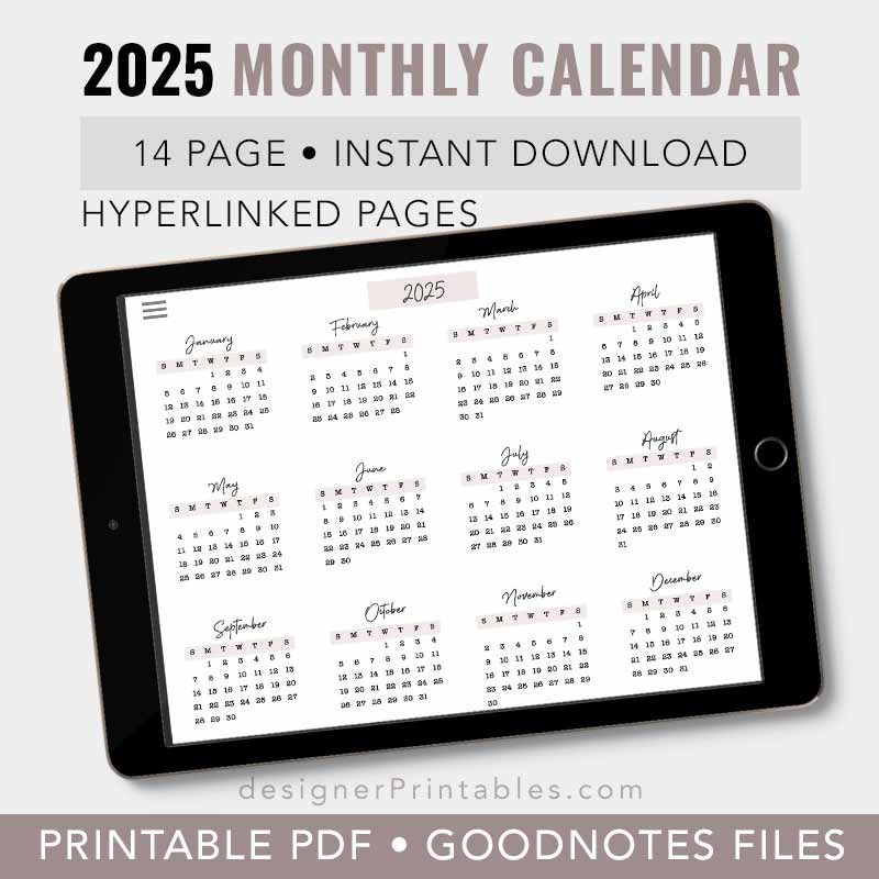 2025 Monthly Planner PDF Printable - Editable Canva Templates for Small ...