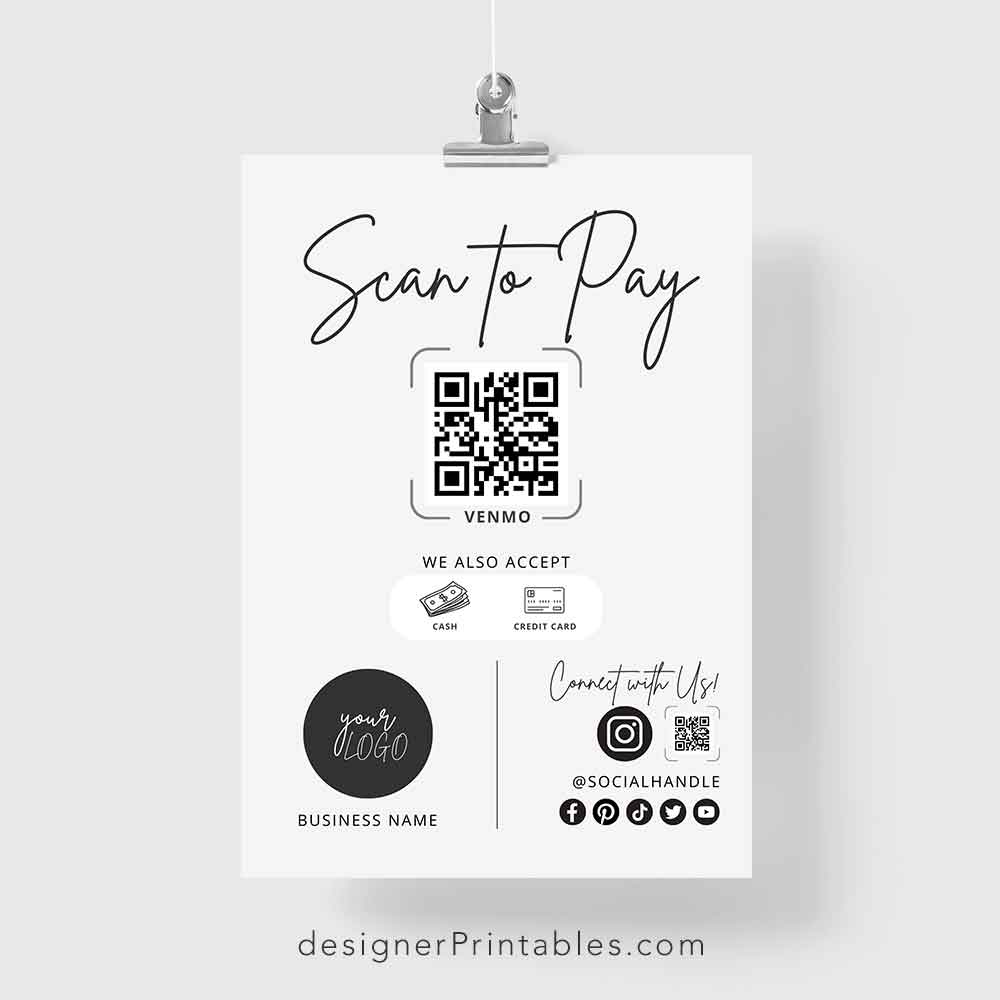 Scan to Pay QR Code Canva Template | single - Editable Canva Templates ...