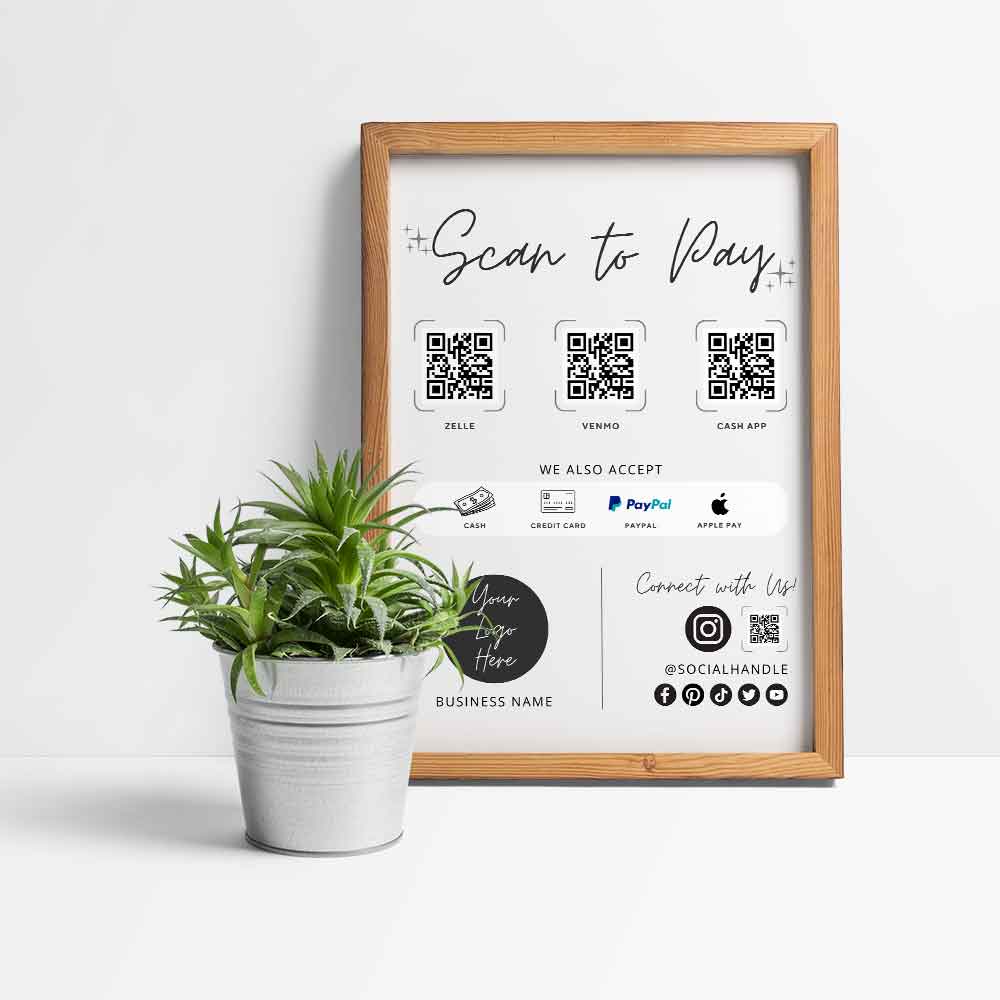Scan to Pay Canva Template | 3 QR Codes - Editable Canva Templates for ...
