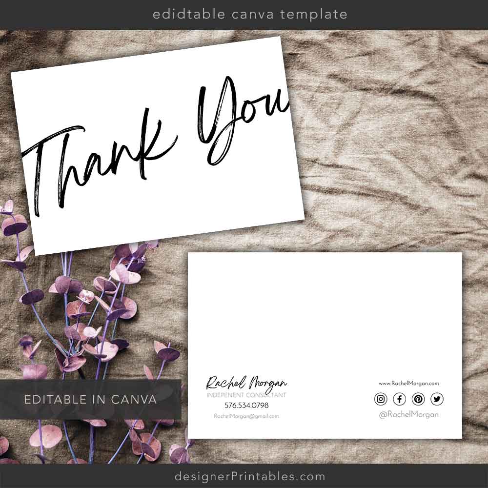 Thank You Card Canva Template | Modern Minimalist - Editable Canva ...
