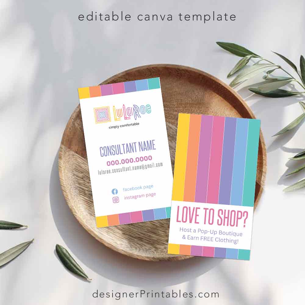 Business Card Canva Template | Colorful Stripes - Editable Canva ...
