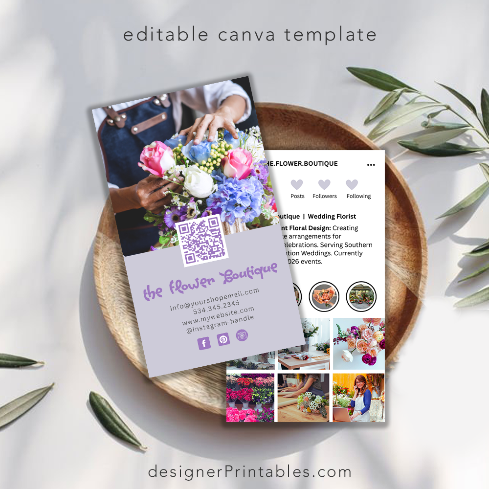 Florist Business Card - Instagram Style - Canva Template - Editable ...