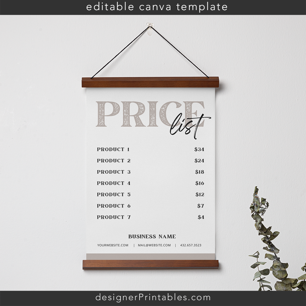 Free Price List - Editable Canva Template - Editable Canva Templates ...