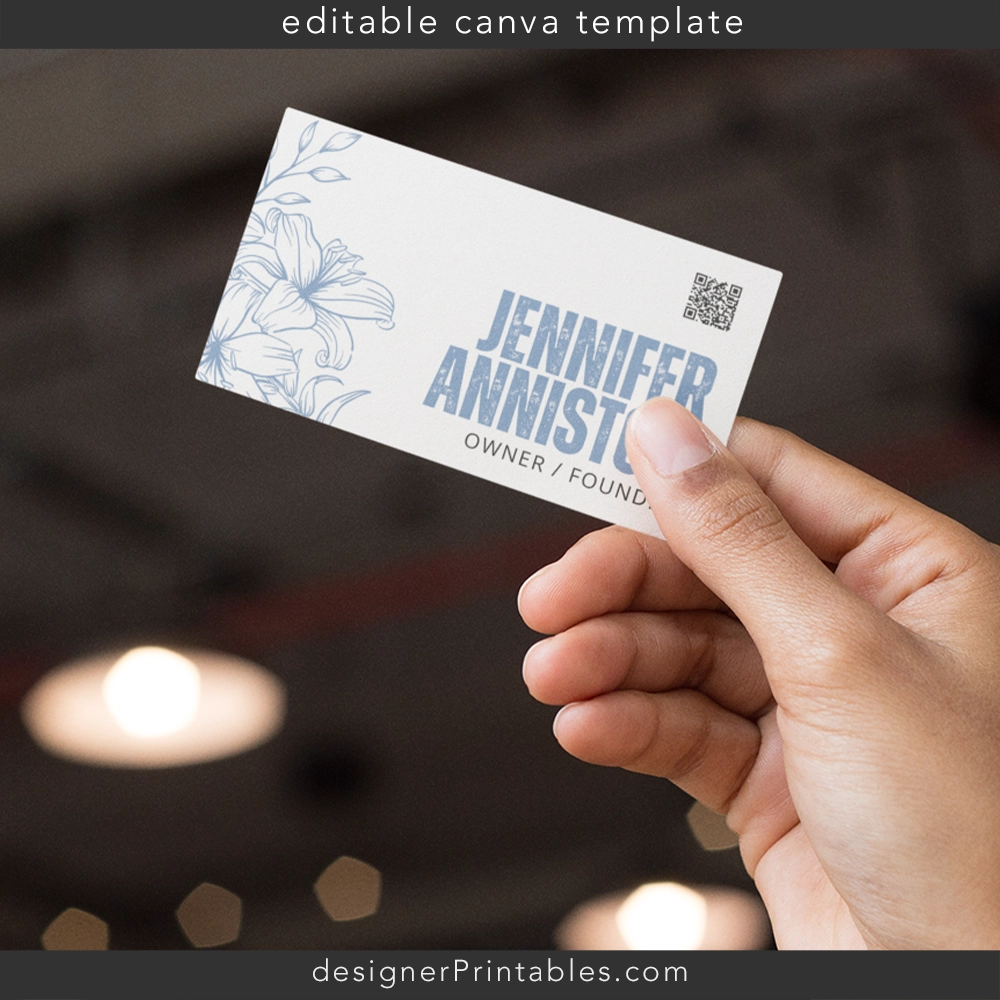 Business Card Canva Template Delicate Floral Editable Canva