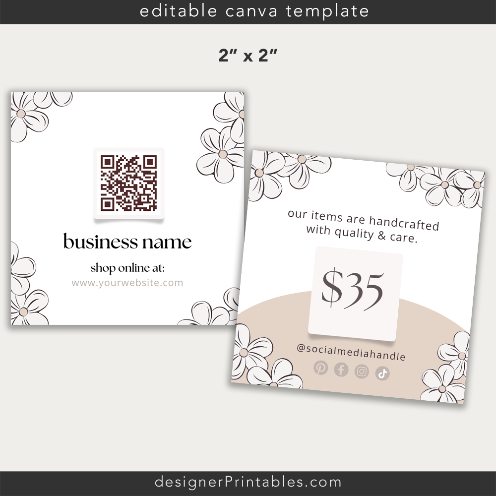 Editable Square Price Tag Template | Printable Canva Design for Farmers ...